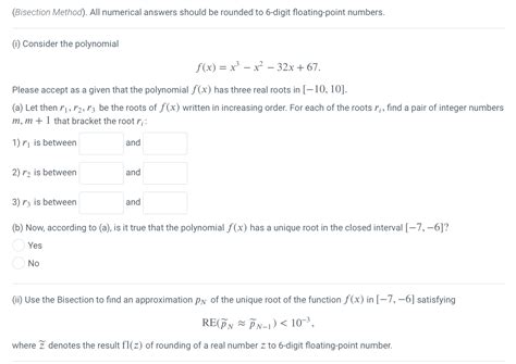 Solved Bisection Method All Numerical Answers Should Be Chegg