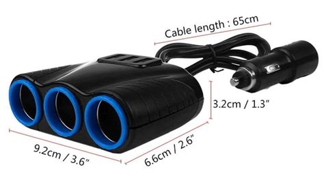 C08 Cigarette Lighter Socket Divider 120w 3 Usb 3 1a Ports Interlook