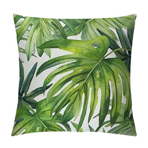 Comio Throw Pillow Covers Tropical Watercolor Artistic Modern Green