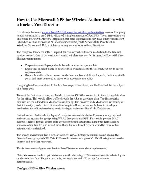 How To Use Microsoft Nps For Wireless Authentication With A Ruckus