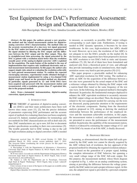 Pdf Test Equipment For Dacs Performance Assessment Design And