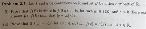 solved problem 2 7 let f and g be continuous on r and let e