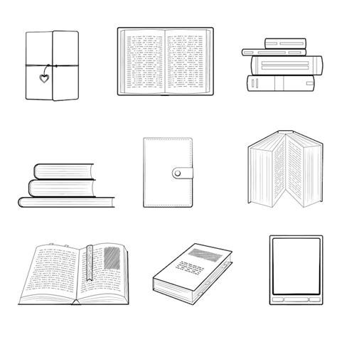 Premium Vector Books Black Outline Set Nine Black