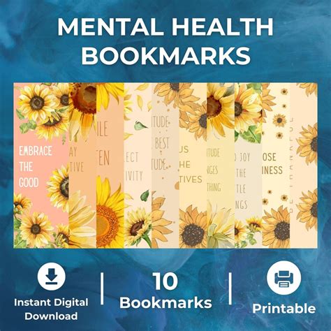 Printable Bookmark Set Mental Health Bookmarks Positive Affirmation