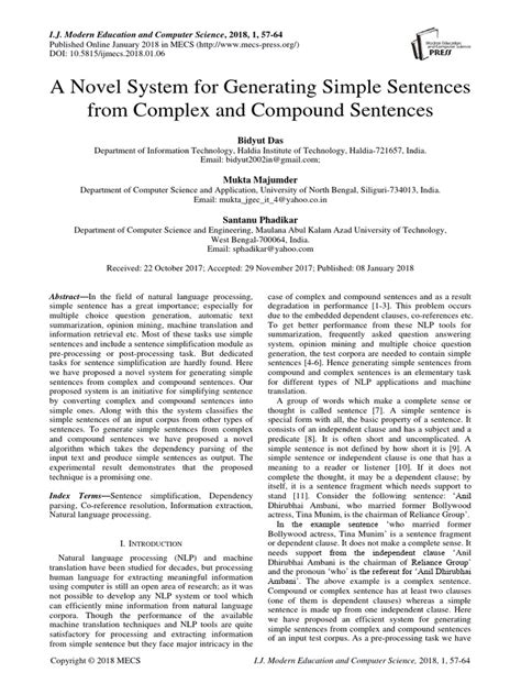 A Novel System For Generating Simple Sentences Pdf Parsing Sentence Linguistics