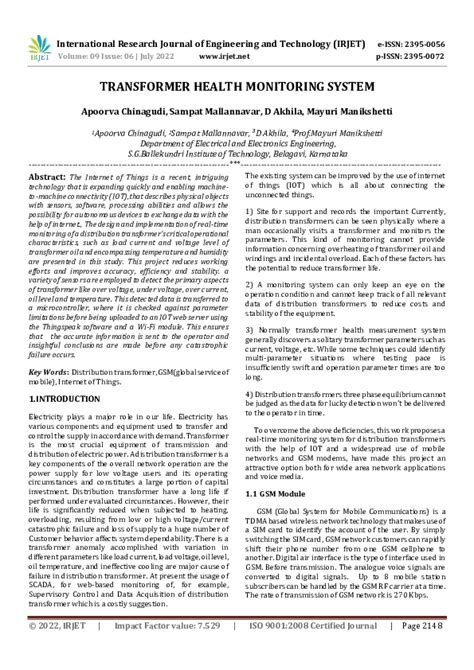 pdf transformer health monitoring system