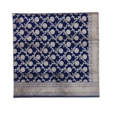 Wedding Navy Blue Banarasi Silk Saree 65m With Blouse Piece At