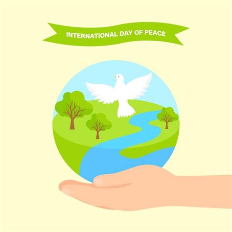 Día Internacional De La Paz Con Paloma Vector Premium