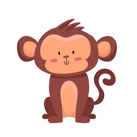 귀여운 원숭이 캐릭터 어린이 인쇄용 손으로 그린 벡터 일러스트 레이 션 평면 디자인의 스칸디나비아 스타일 벡터 일러스트 레이