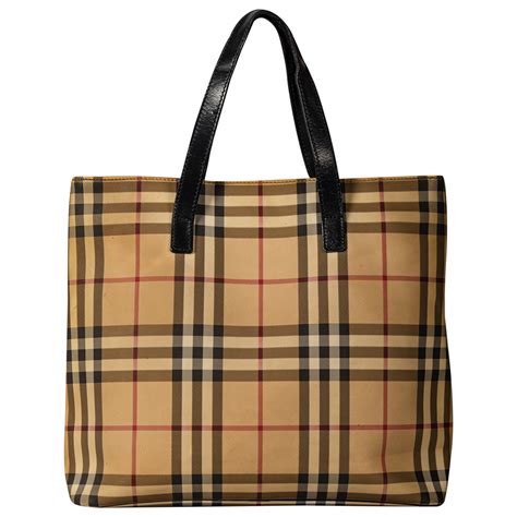 Burberry Beige Haymarket Check Coated Canvas And Leather Medium Tote