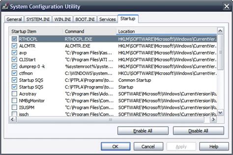 System Configuration Startup Vista