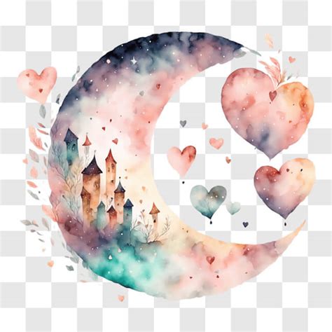 Descarga Pintura De Acuarela Colorida De Una Media Luna Png En Línea
