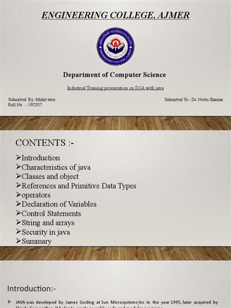 Engineering College Ajmer Department Of Computer Science Pdf Java Programming Language