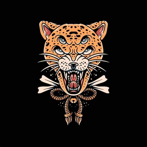 Conception De Vecteur De Tatouage De Chat Démoniaque Vecteur Premium