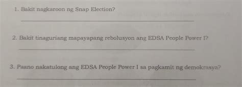 Solved 1 Bakit Nagkaroon Ng Snap Election 2 Bakit Tinaguriang