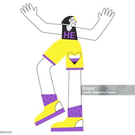 비 바이너리 안드로기누스 젠더유체 사람 자존심 기호와 깃발 Lgbtq 차별 벡터 플랫 고립 된 그림에 대한 퀴어 남성 또는 여성 Agender에 대한 스톡 벡터 아트 및