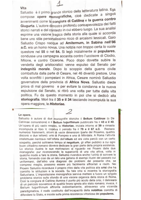 Sallustio Vita E Opere Appunti Di Greco Docsity