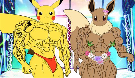 Buff Pikachu And Eevee By Musclefoxie89 On Deviantart