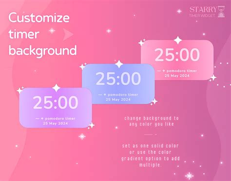 Pomodoro Timer Widget Customizable Colors Cute Chat Elegant Theme