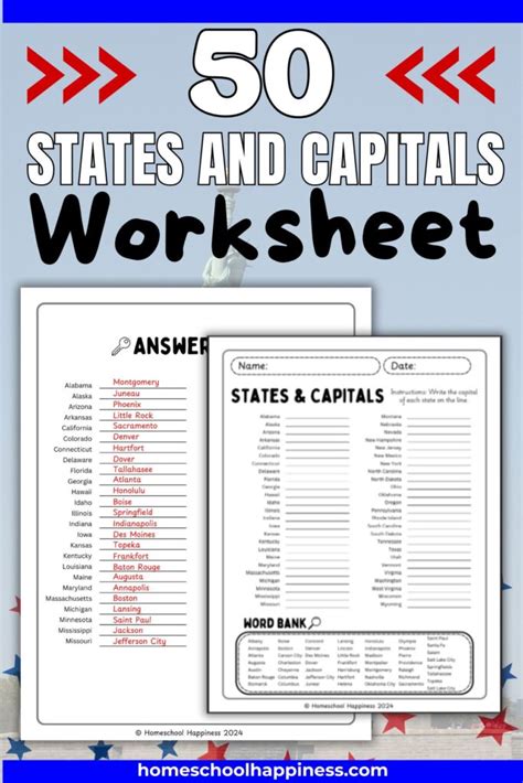State Capitals Worksheet