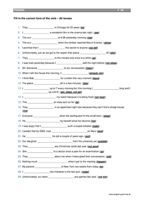 Fichas Para Repasar Los Tiempos Verbales En Inglés 55 OFF