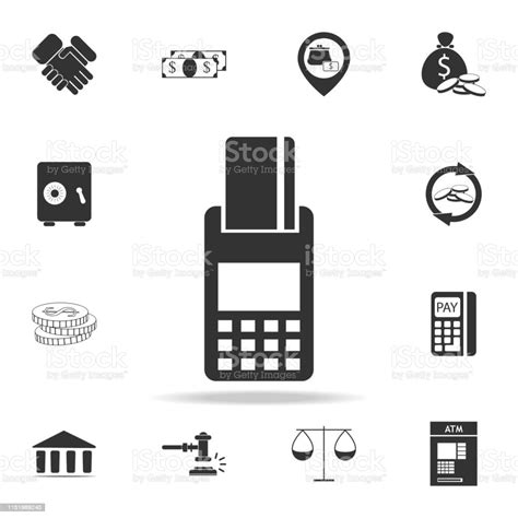 Pos터미널 아이콘입니다 금융 금융 및 이익 요소 아이콘의 자세한 세트 프리미엄 품질의 그래픽 디자인 웹사이트 웹 디자인에 대 한 컬렉션 아이콘 중 하나 개념에 대한 스톡