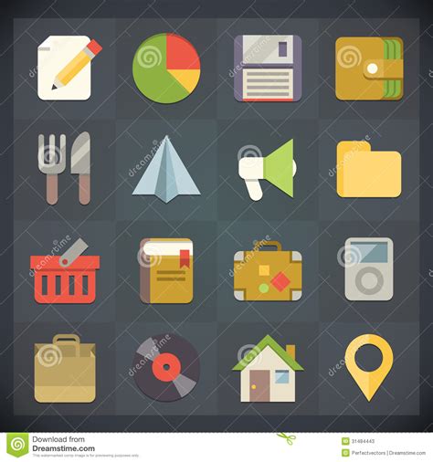 Universal Flat Icons For Web And Mobile Set 4 Stock Vector