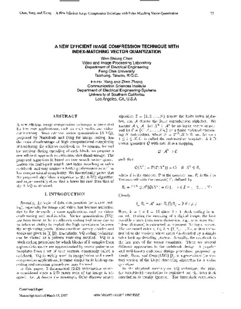 Pdf A New Efficient Image Compression Technique With Index Matching Vector Quantization