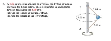 solved a 4 20 kg object is attached to a vertical rod by two