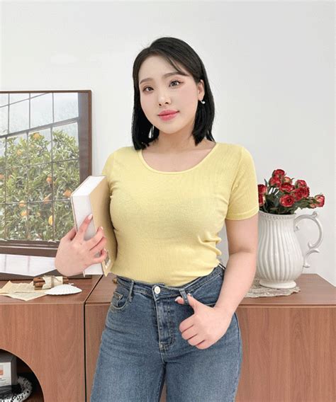 [재주문보장 리틀빅사이즈] 파레트 유넥 골지 슬림 티셔츠 8colors 에이블리