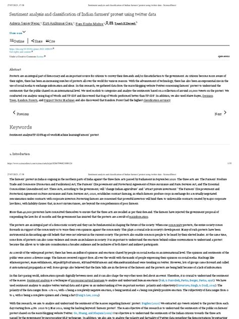 sentiment analysis and classification of indian farmers protest using