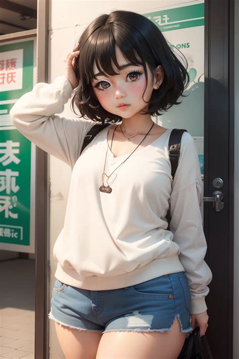 짧은 검은 머리에 흰 셔츠를 입은 여자 Seaart Ai
