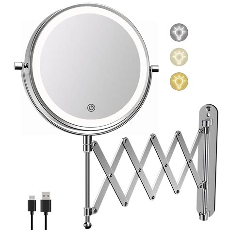 Rechargeable Wall Mounted Makeup Mirror 8 Inch Double