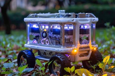 Ai Powered Agricultural Robot In Outdoor Garden Setting Illustrating Autonomous Farming