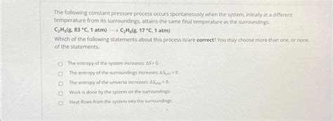 Solved The Following Constant Pressure Process Occurs