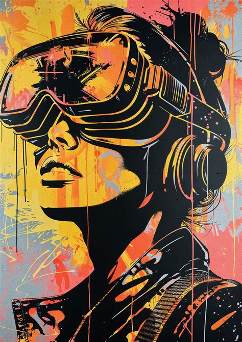 Futuristic Woman Vr Headset Stencil Transform Your Creations With A Visionary Style