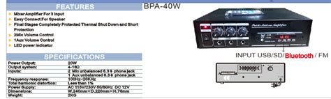 Dc12v Power Supply Amplifie Mpa 40w Professional Broadcast