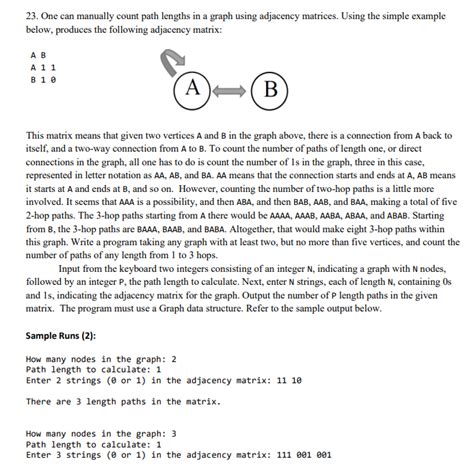 Solved One Can Manually Count Path Lengths In A Graph Chegg