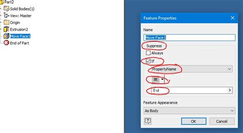 Solved Yes Or No On A Form To Suppress A Feature Autodesk Community