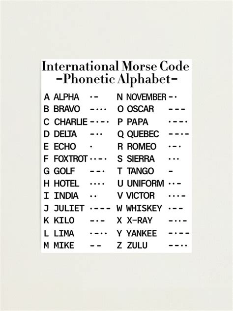 Morse Code Alphabet Chart Printable