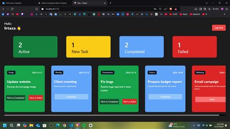 Irtaza Rasool Khan On Linkedin React Vite Taskmanagement Employeedashboard Admindashboard