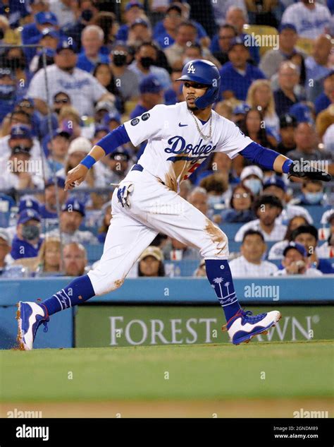 Los Angeles Dodgers Right Fielder Mookie Betts 50 During A MLB Game