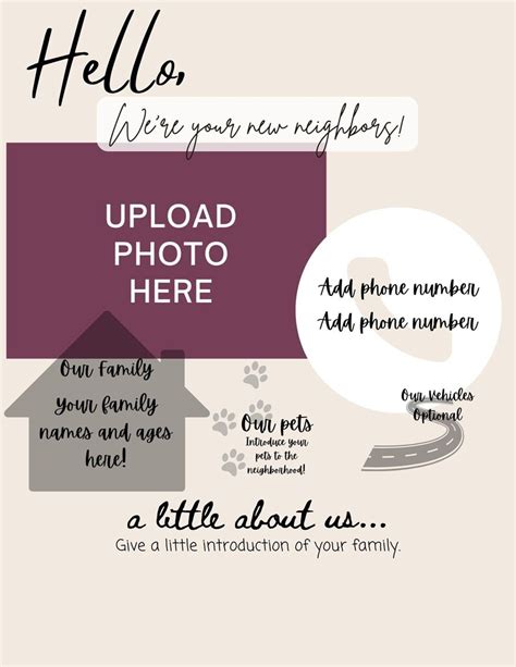 Neighbor Introduction Letter Hello Neighbor Editable Flyer Template