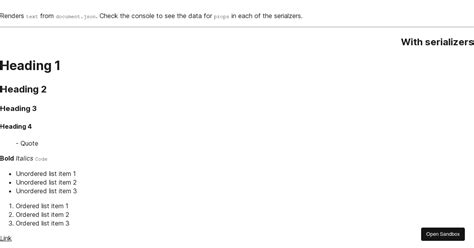 portable text serializer demo all defaults forked codesandbox