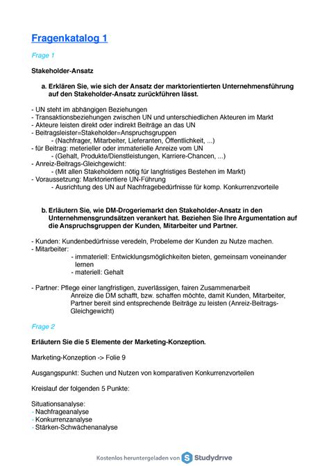 Marketing Zusammenfassung Fragenkatalog 1 Frage 1 A Sie Wie Sich