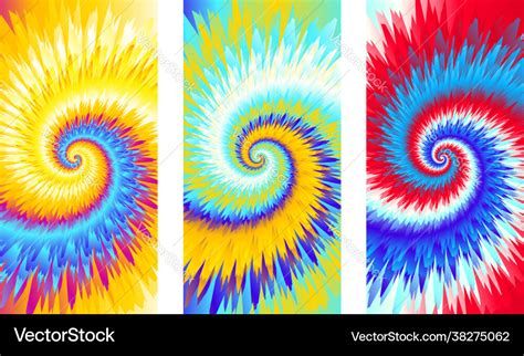 3 Abstract Colorful Spiral Tie Dye Background Vector Image