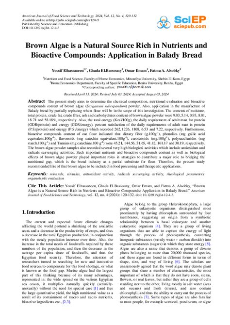 Pdf Brown Algae Is A Natural Source Rich In Nutrients And Bioactive