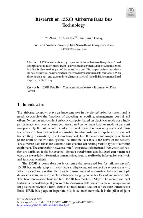 Pdf Research On 1553b Airborne Data Bus Technology