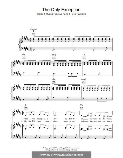 The Only Exception By J Farro Sheet Music On Musicaneo