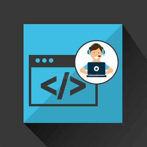 Character Headset Laptop Coding Stock Vector Illustration Of Home Screen